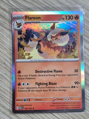 Pokémon TCG Flareon Scarlet & Violet-151 136/165 Holo Rare | eBay