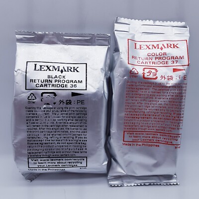 Genuine Lexmark 36 37 Set 2 Ink Cartridges Black & Color 734646965934 ...