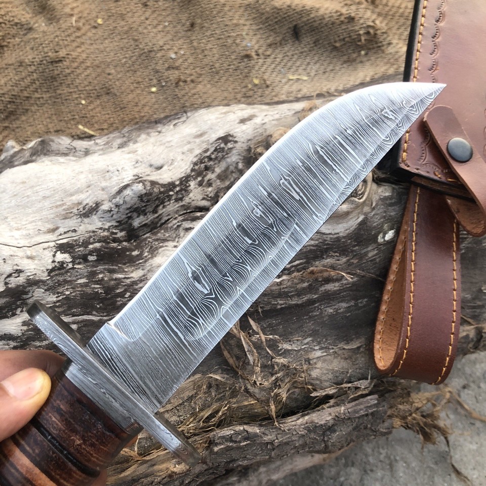 KaBar Knife Custom Made Damascus Survival Hunting Fixed Blade - KaBar ...