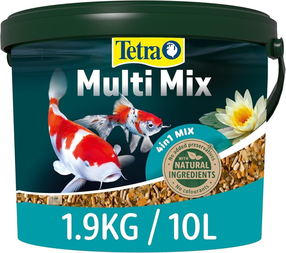 Tetra Pond Fish Food MultiMix Blend 4 Foods in One Koi Goldfish Bottom ...