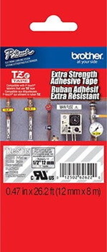 Brother TZeS135 1/2" White on Clear Extra Strength Tape for PT2030, PT ...