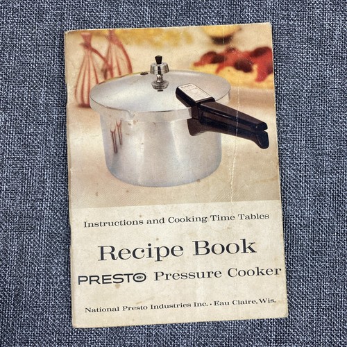 Presto Pressure Cooker Instructions and Cooking Time Tables 1960 | eBay