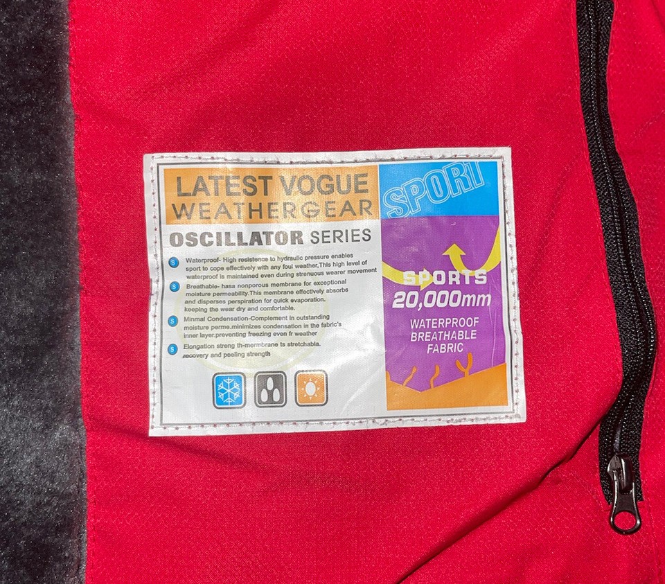 Men’s Outdoor Jacket Sport Oscillator Fleece Lined Size XL Snow Ski ...