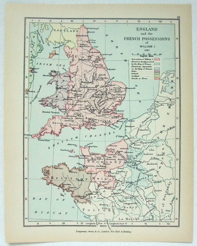 Vintage Longmans Map of England & Its French Possessions in the Year ...