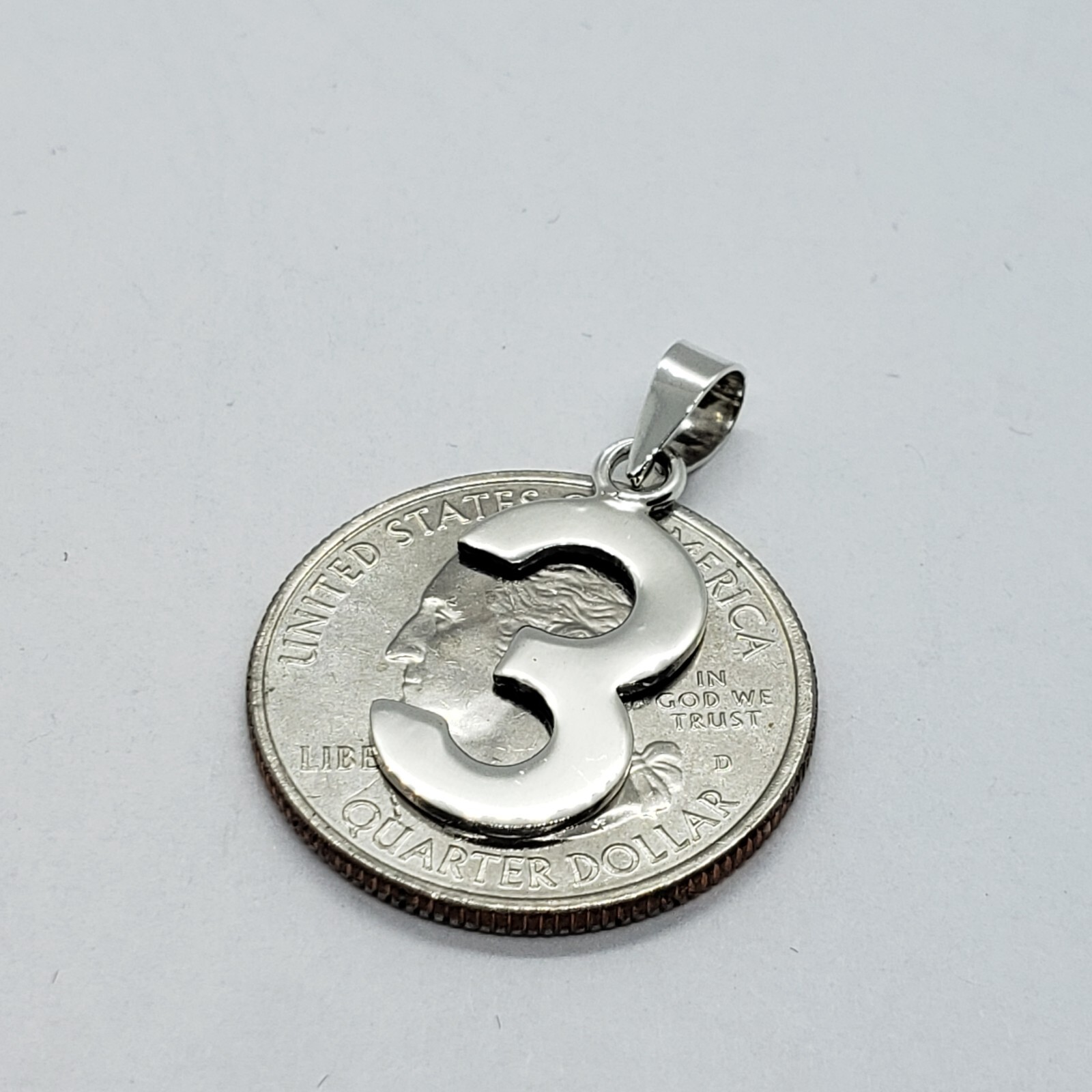 925 Sterling Silver Number 3 Pendant Charm for Jersey Numbers with/out ...