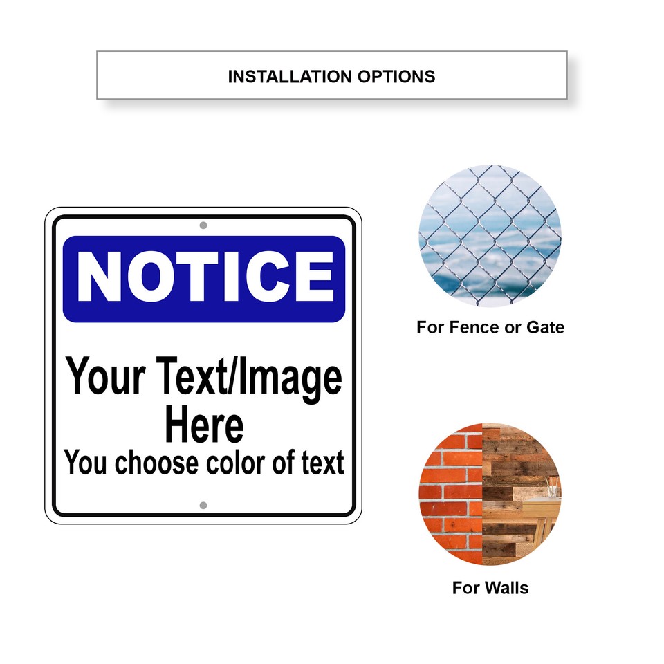 Notice Personalized Text And Image Custom Designed Aluminum Metal 12 ...
