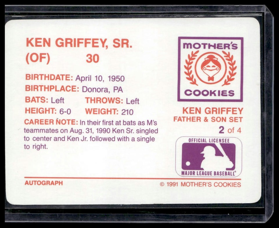 1991 Mother's Cookies Ken Griffey Father & Son #2 Ken Griffey Sr. | eBay