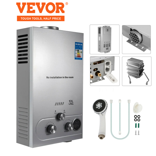 VEVOR 12L 5GPM Tankless Natural /Propane Gas Hot Water Heater Instant ...