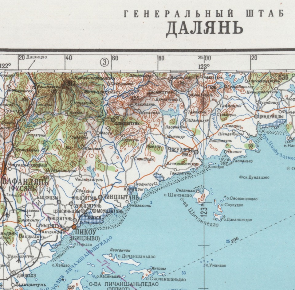 Russian Soviet Military Topographic Maps – DALIAN (China), 1:1 000 000 ...