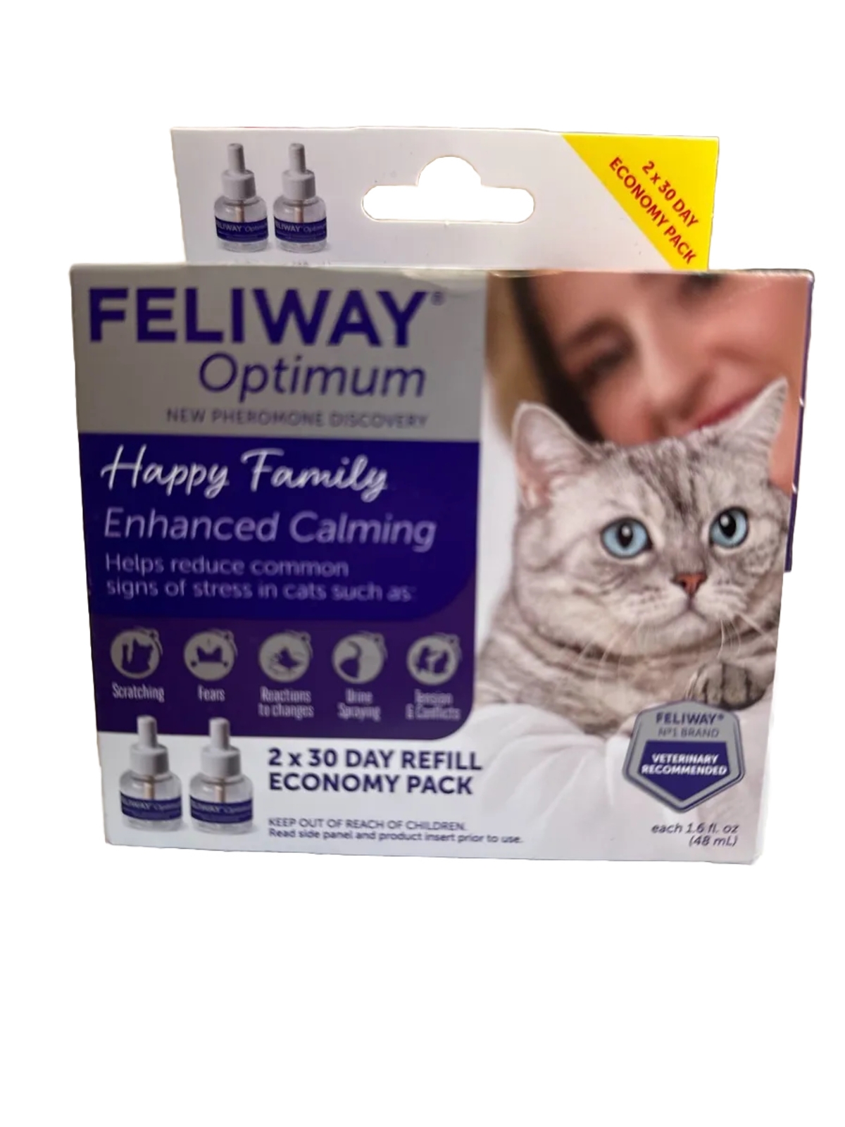 FELIWAY OPTIMUM Diffuser Refill 48 ml 2 PACK Constant Harmony & Calming ...
