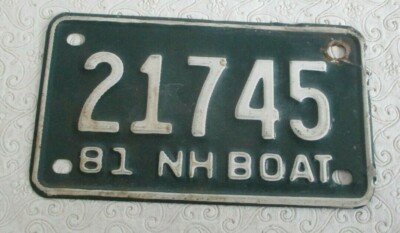 1981 New Hampshire Boat License Plate Tag 21745 | eBay