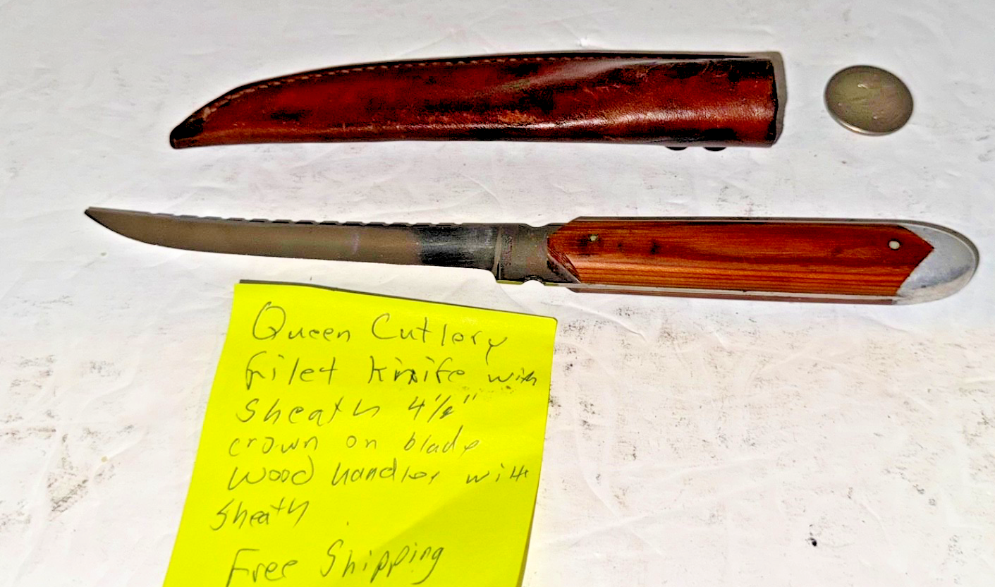 Queen Cutlery Filet Knife Wood Hand Grips - Crown Logo on Blade and ...