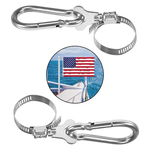 2Pcs Flag Pole Ring,Stainless Steel Adjustable Flag Pole Rings Clamp ...