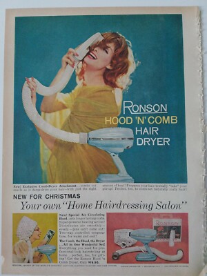 1959 Ronson vintage hair dryer redhead Suzy Parker blow drying ad | eBay