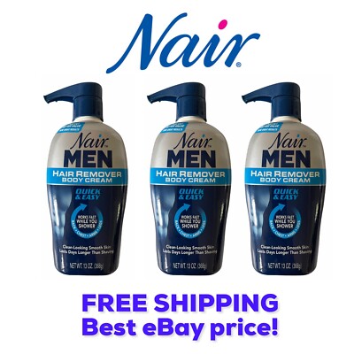 3 Pack Nair Men Hair Removal Body Cream 13 oz 368 g Back Chest Arms ...