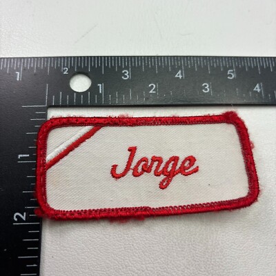 USED Retro Striped Corner Red Letter JORGE Name Patch (Uniform ID ...
