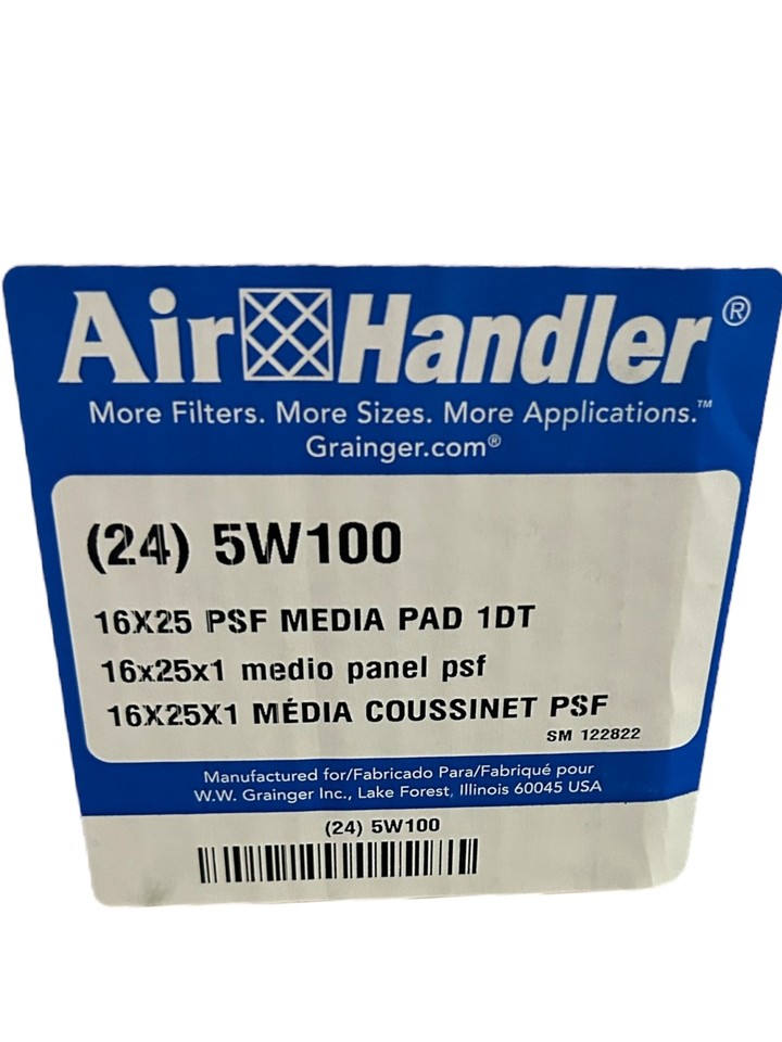 Air Handler, 5W100, Air Filter Pad, 16x25x1, Nominal Filter Size ...