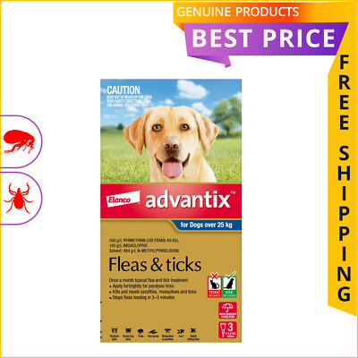 ADVANTIX for Extra Large Dogs Over 25 Kg 3,6,12 Doses BLUE Flea and ...