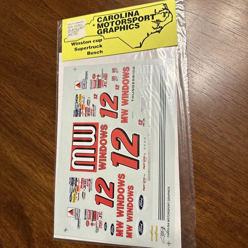 Carolina Motorsports 1/25 Scale #12 MW Windows Thunderbird NASCAR Decal ...