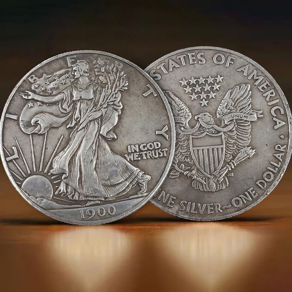 1900 Walking Liberty One Dollar Coins US Mint Coin Antique U.S. Silver ...