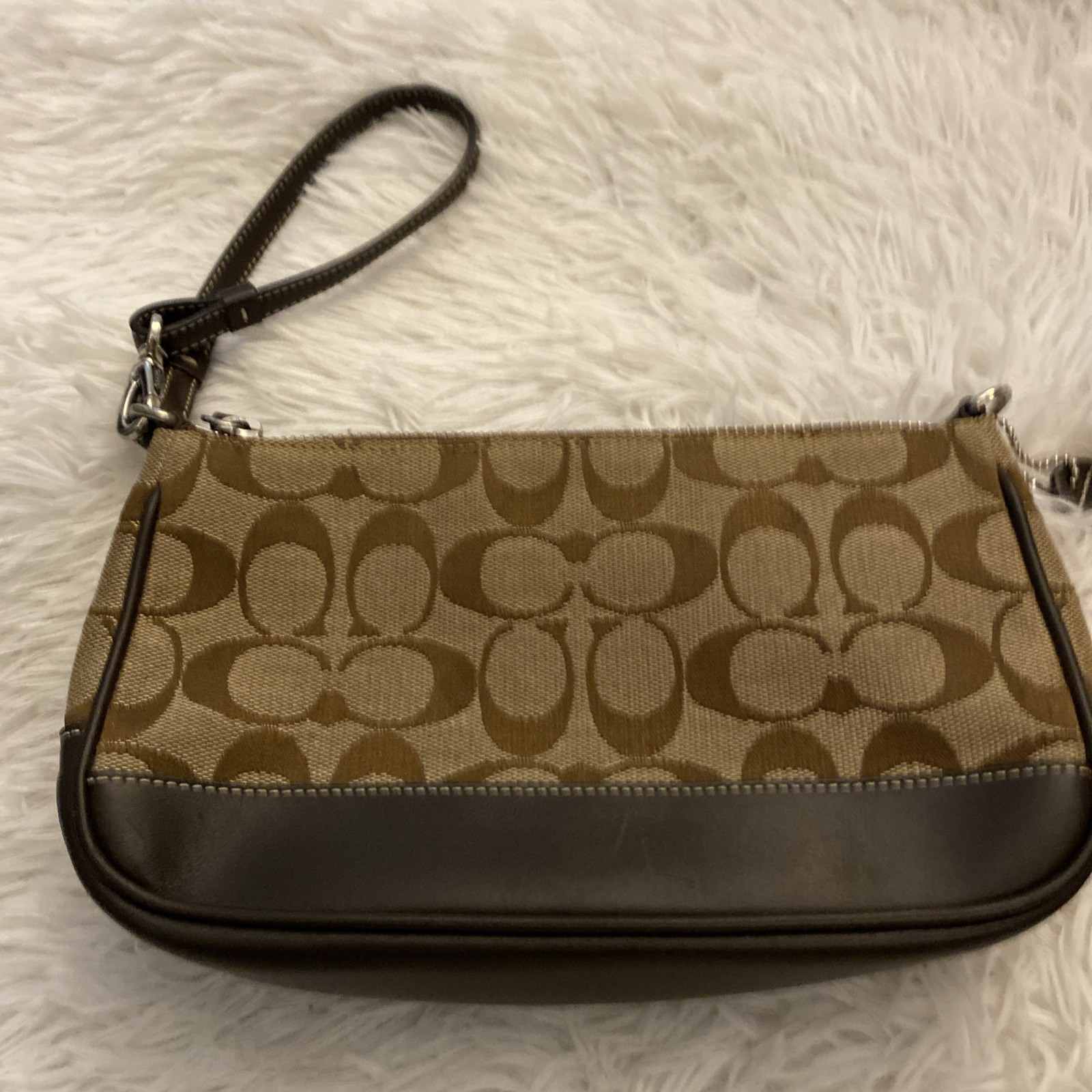 Coach Demi Signature Purse Bag Pouch Khaki Tan Monogr… - Gem