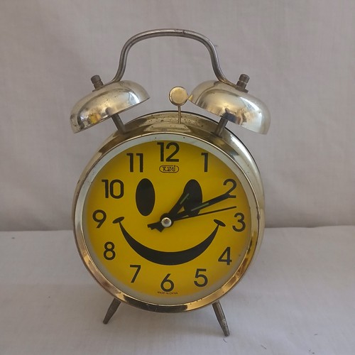 Vintage Tozaj Smiley Face Brass Alarm Clock Classic | eBay