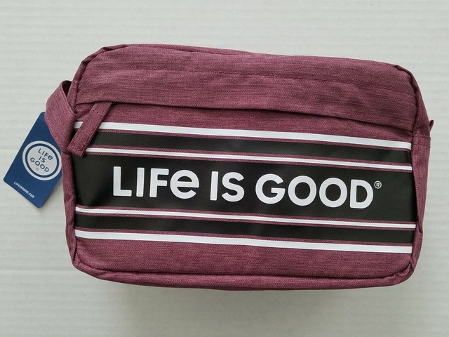 Life Is Good Mens Womens Mahogany Brown Lig Stripes Dopp Kit Travel Bag ...