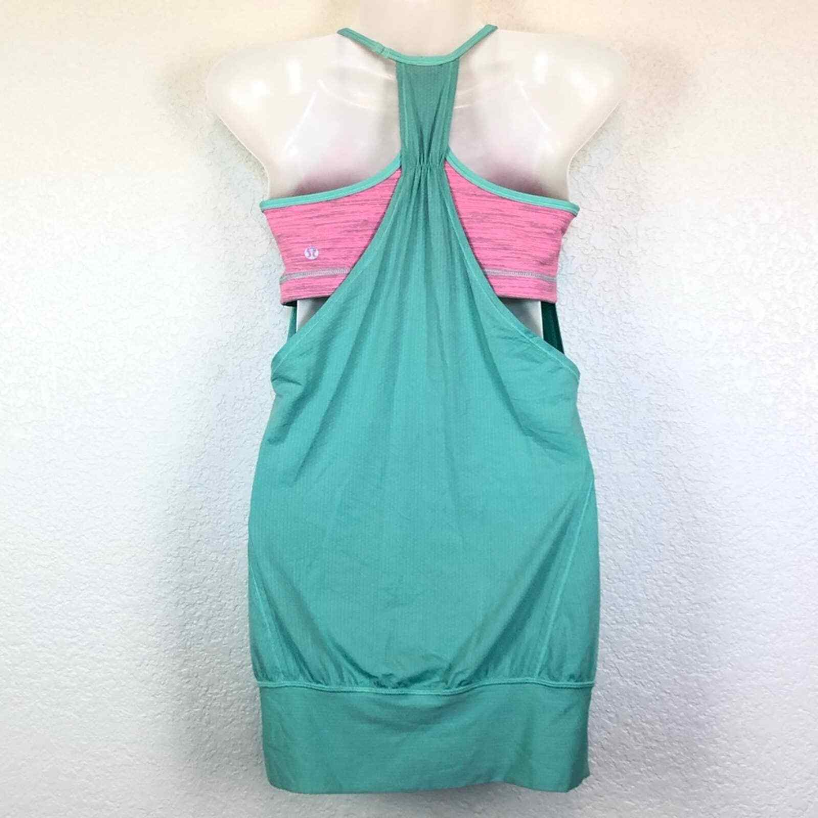 Lululemon Mint Green & Pink No Limits Tank size 6 - Gem