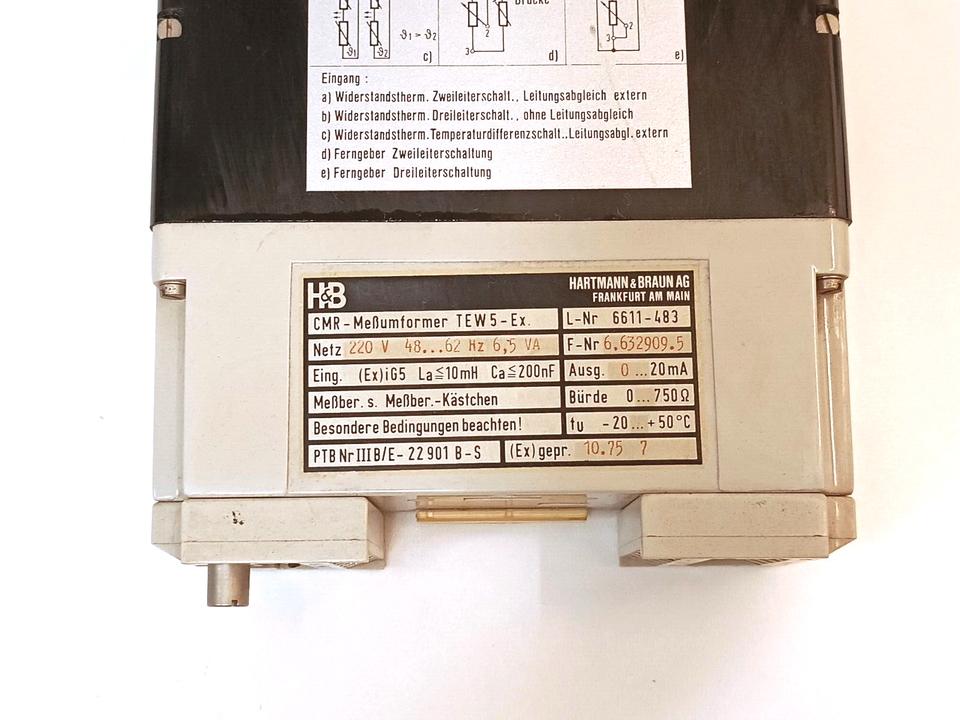 HARTMANN & BRAUN CMR-Messumformer Meßumformer TEW5-EX | TEW5EX | eBay
