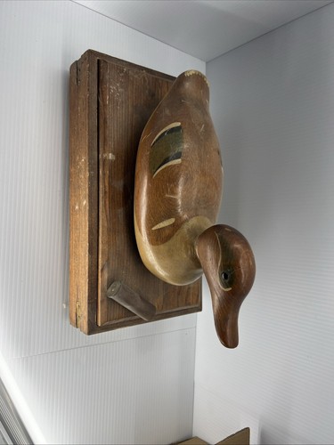 Vtg WOOD MALLARD DECOY BOX 12 gauge SHOTGUN SHELL carved wood 16" | eBay