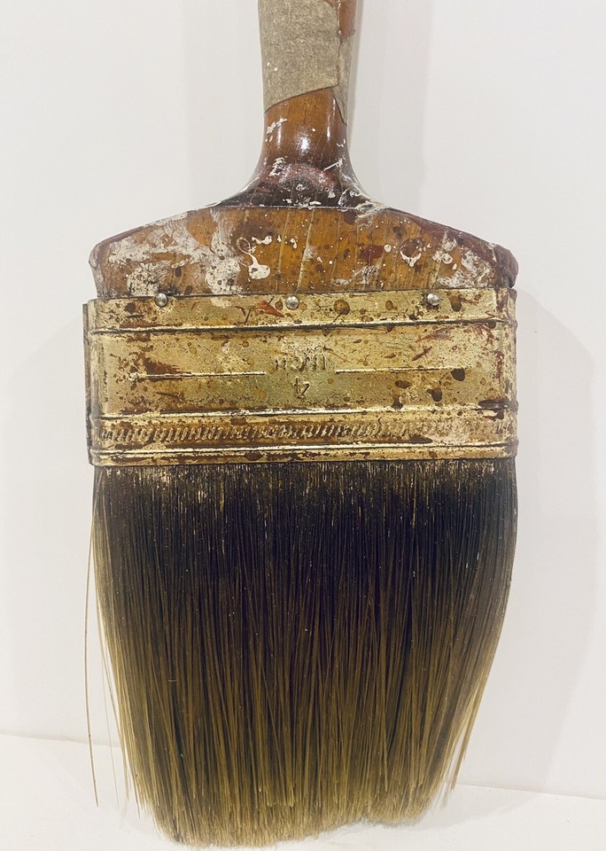 Vintage Large Paint Brush Rustic Decor Primitive Wooden Handle ...