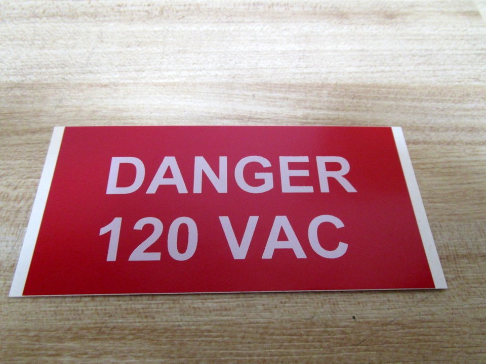 Hazard Danger Sign/Sticker 120 VAC (Pack of 5) | eBay UK