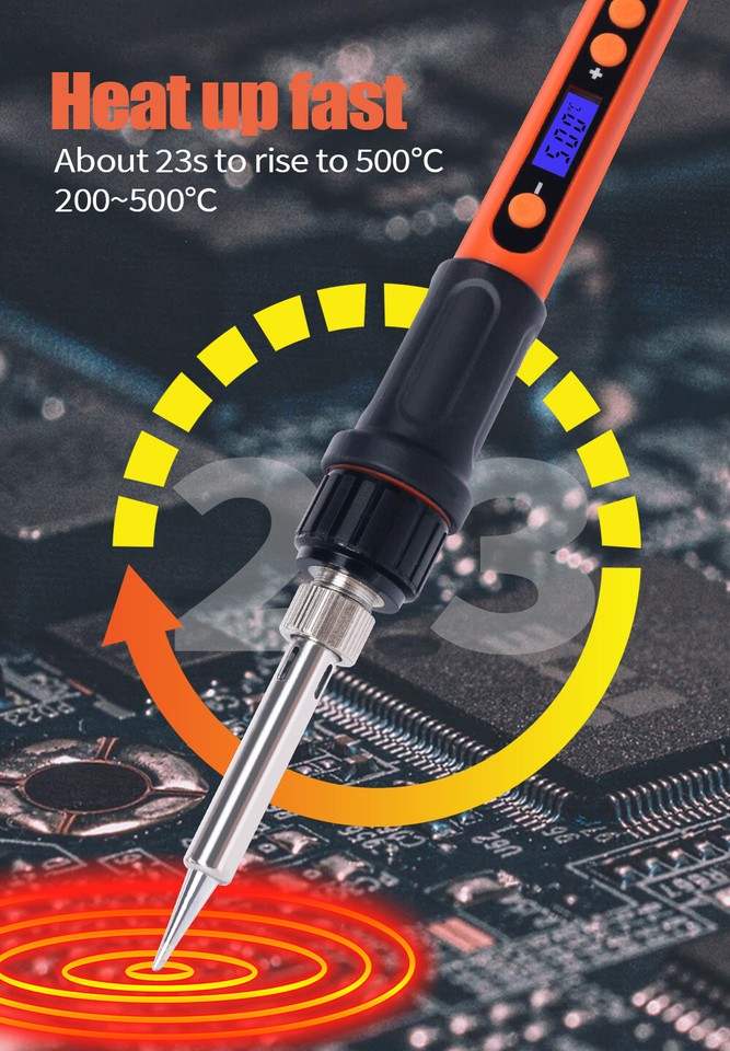 100W Electric Soldering Iron Tool Kit with Solder Tips Holder Soldering ...