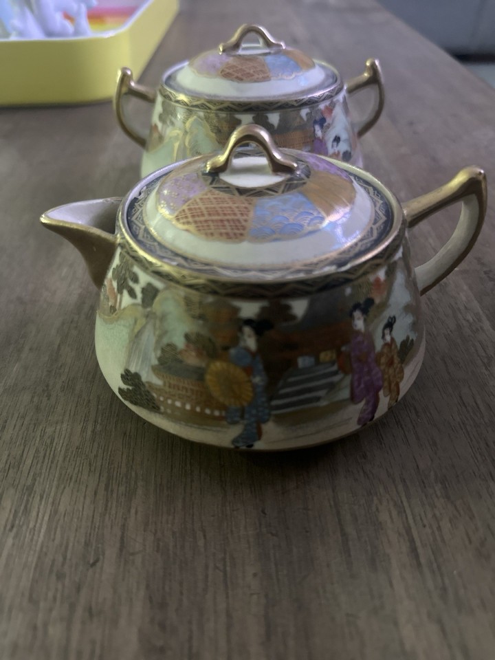 Koshida Satsuma Millefleur Vintage Japanese Tea Bag/Sugar Bowl. 2 Pice ...