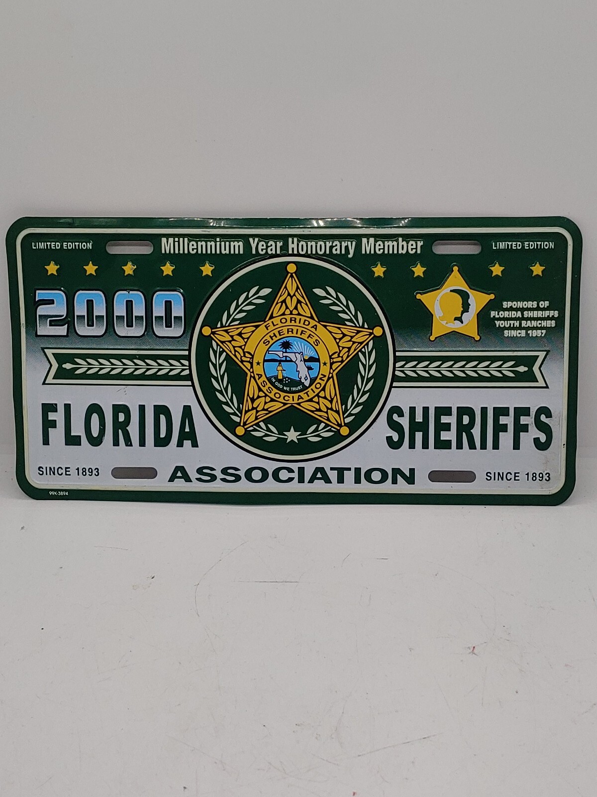 2000 Florida Sheriffs Association License Plate Booster Souvenir ...
