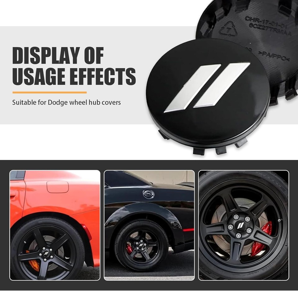 4pc Set 63mm White Slash Wheel Center Caps For Dodge Charger Challenger ...