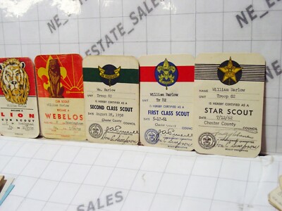 5x vtg BSA Boy Scouts scouting ~1960 RANK CARDS class card collection ...