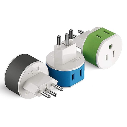 Switzerland Power Plug Adapter with 2 USA Inputs - Travel 3 Pack - Type ...