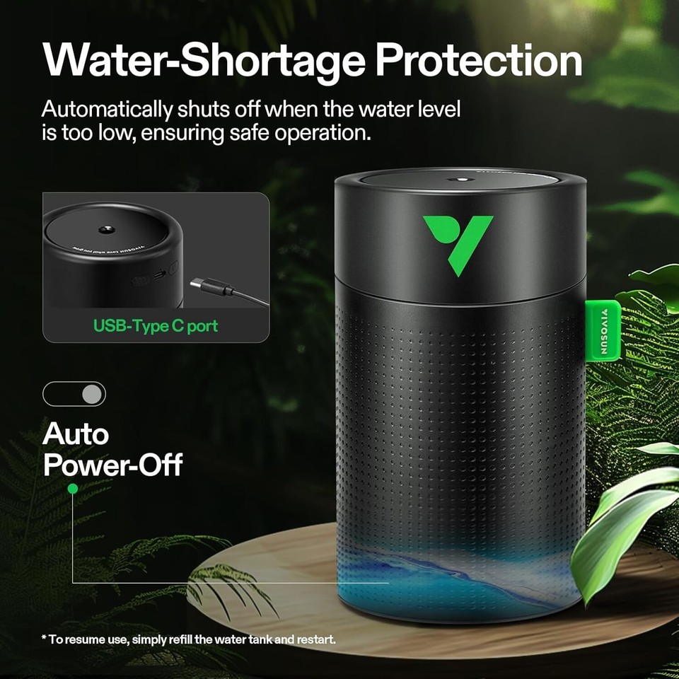 VIVOSUN AeroStream U075 USB Humidifier,750ml Cool Mist Mini Humidifier ...