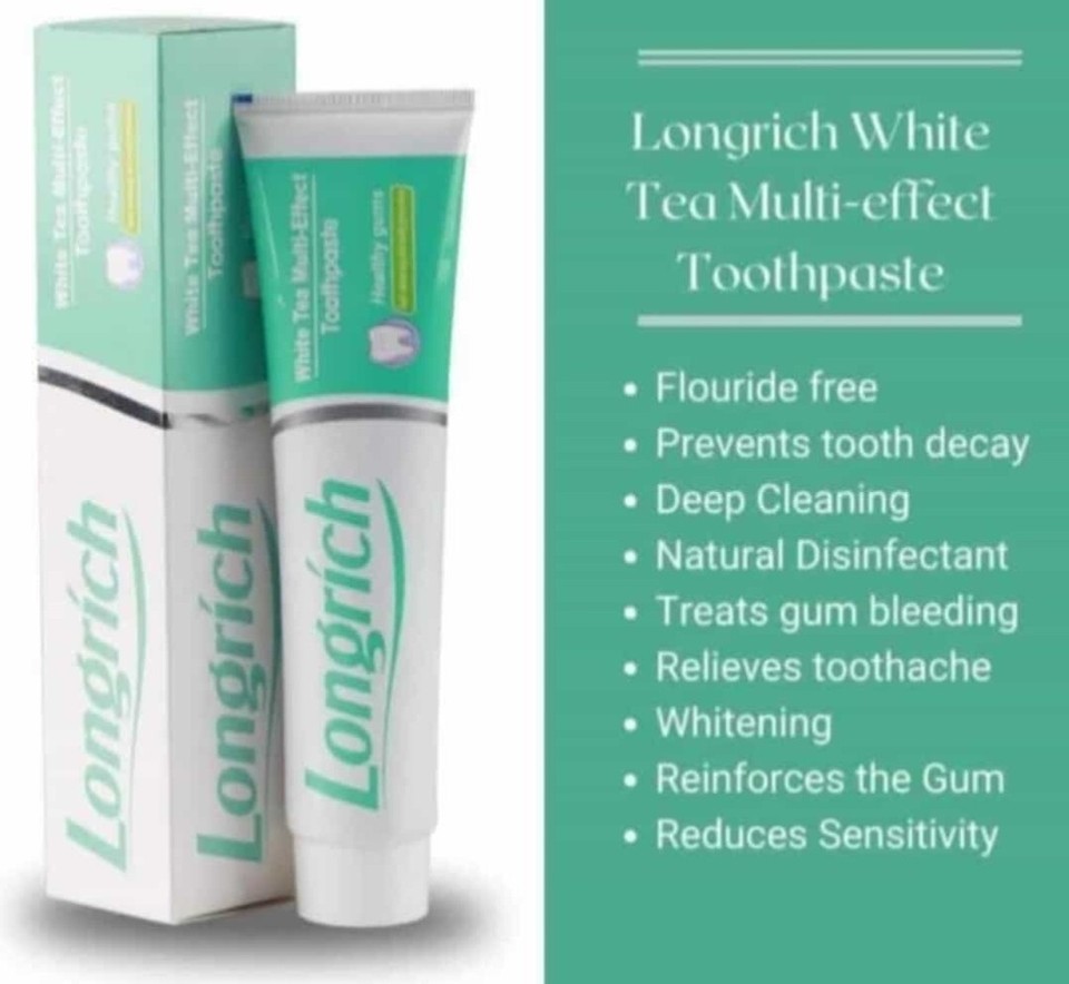 Longrich Toothpaste, WhiteTea, Fluoride Free, Deep Cleaning Jumbo Size ...