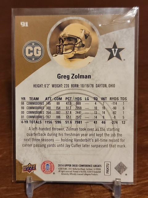 2014 Upper Deck Conference Greats - Pewter #91 Greg Zolman (RC) for ...