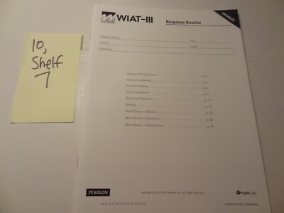 Wechsler Individual Achievement Test WIAT-III Enhanced Response Booklet ...
