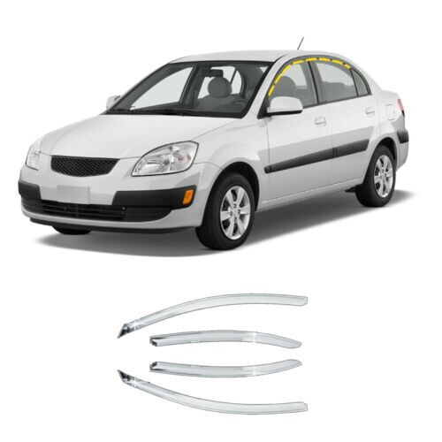 Window Visor Rain Sun Guard for Kia Rio Sedan 2006-2011 4PCs Set Chrome ...