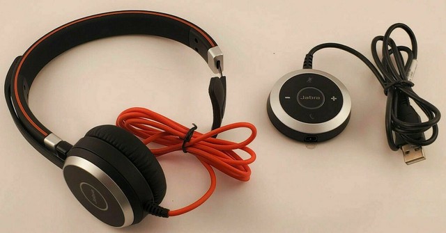 Jabra Evolve 40 Stereo USB Wired Monoaural Headset HSC017 W/ Enc010 ...