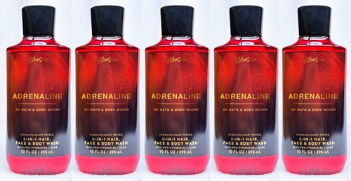 5 Bath Body Works ADRENALINE MEN 3-in-1 Hair Face Body Wash Shower Gel ...