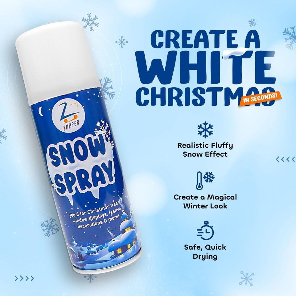 2 x FAKE SNOW SPRAY CHRISTMAS DECORATION ARTIFICIAL XMAS TREE SPRAY ...