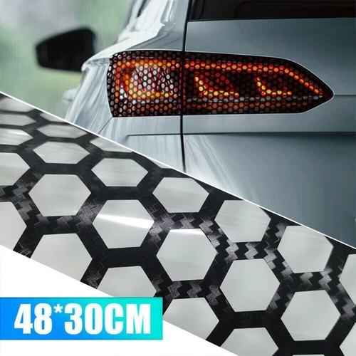 Car Rear Tail Light Cover Black Carbon Fiber Honeycomb Sticker Decal ...