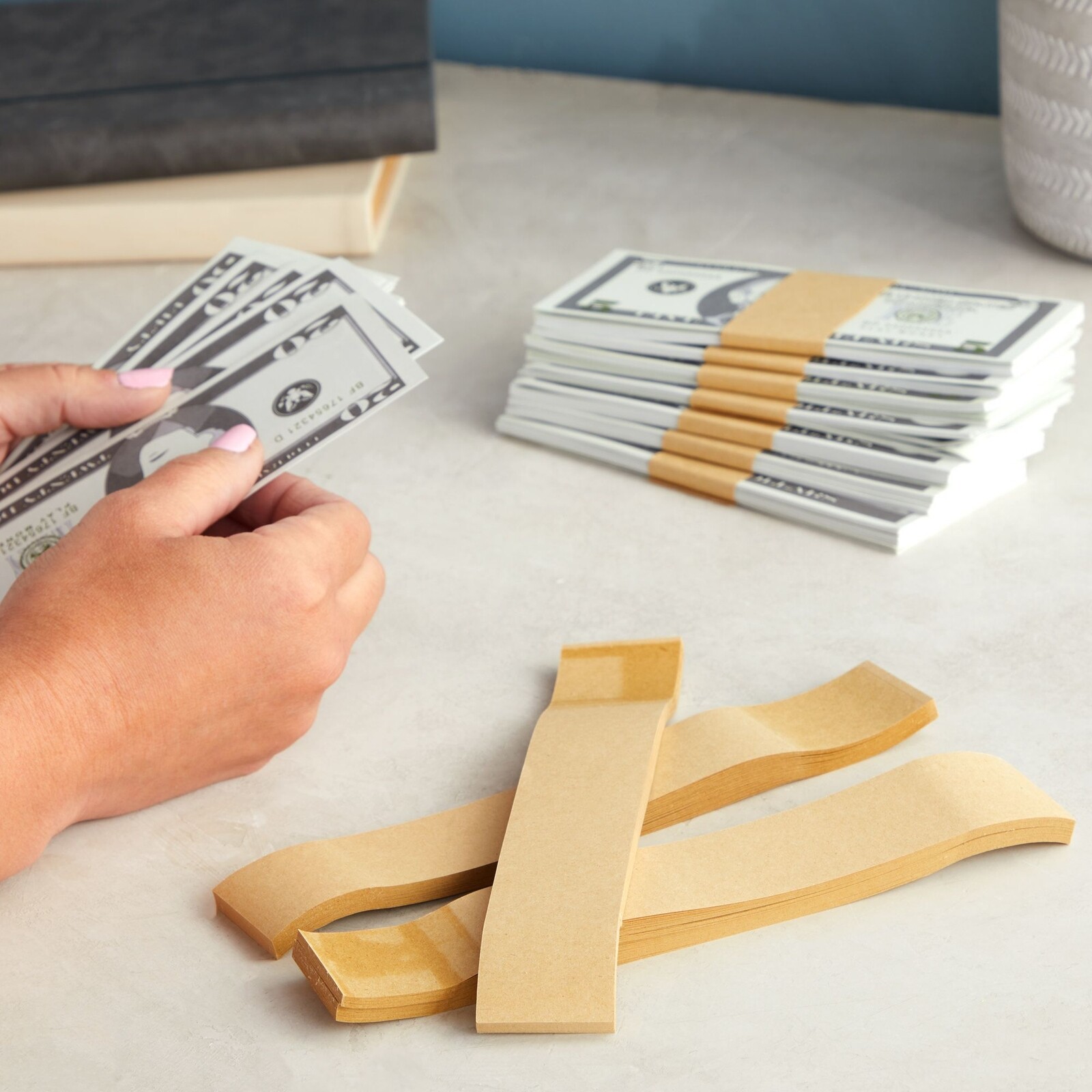 500 Pack Kraft Paper Money Bands for Cash, Self-Adhesive Currency Bill ...