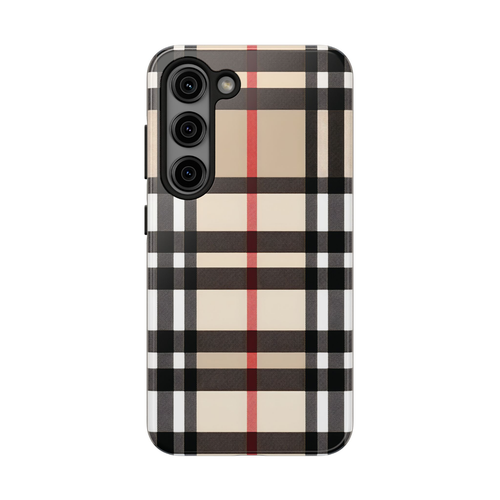 Plaid Phone Case for Samsung Galaxy S24 S23 S22 S21 & iPhone 15 Tan ...