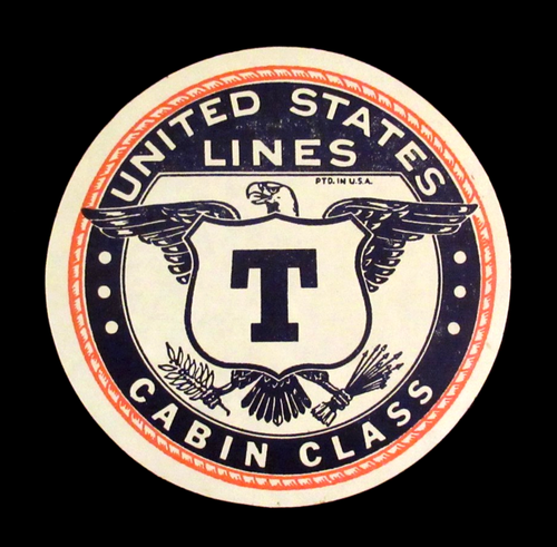 Original SS United States Lines Steamship Cabin Class T Luggage label ...